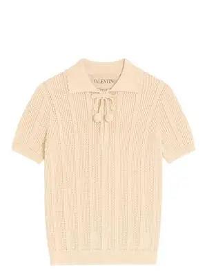 Valentino Garavani Cotton Knitted Polo Shirt - Ivory