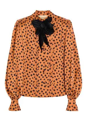 Valentino Garavani Silk Polka-dot Blouse - Brown