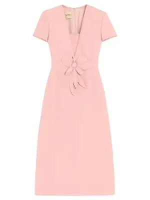 Valentino Garavani Wool-silk Floral Midi Dress - Pink