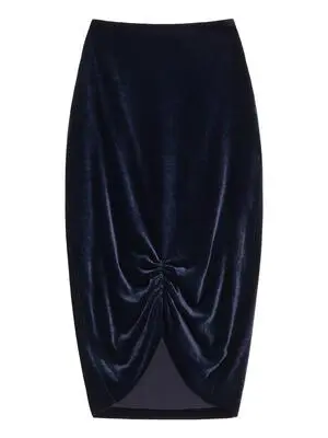 Valentino Garavani Velvet Gathered Midi Skirt - Blue