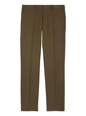 The Kooples Regular-fit Cotton And Linen-blend Trousers - Kaki