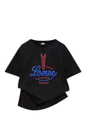 Loewe Brand-print Relaxed-fit Woven T-shirt - Black