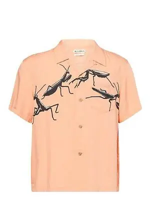 JW Anderson Praying Mantis-print Camp-collar Woven Shirt 38 Peach