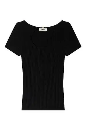 Sandro Openwork Knit Top - Black