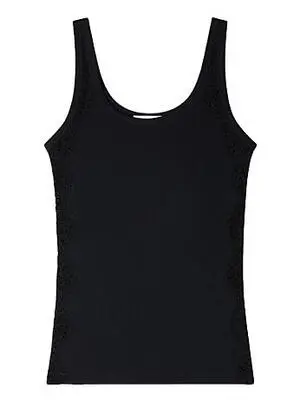 Sandro Sleeveless Cotton Top With Lace Straps - Black