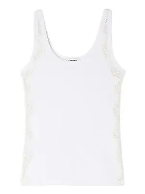 Sandro Sleeveless Cotton Top With Lace Straps - White