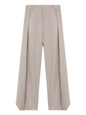Loewe Layered-panel Wide-leg High-rise Wool-blend Trousers - Light Taupe