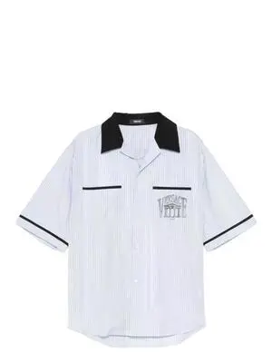 Versace Striped Graphic Shortleeves Shirt - Blue