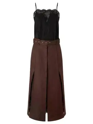 Pinko Lace Belted Dress - Brown
