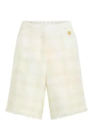 Karl Lagerfeld Fringed-detail Bouclé Shorts - Neutrals