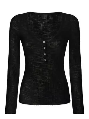 Pinko Ribbed Long-sleeve Sweater - Black