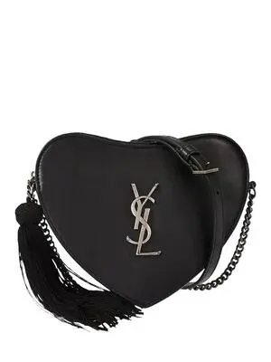 Saint Laurent 2018 Love Heart Leather Shoulder Bag - Black