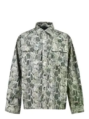 BREATH Python-print Pocket Shirt - Green