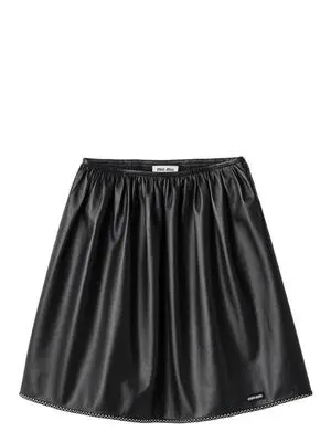 Miu Miu Nappa Leather Flared Skirt - Black