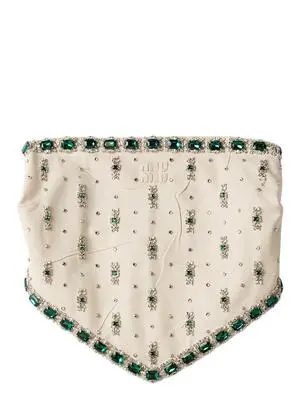 Miu Miu Embroidered Canvas Top - Ecru
