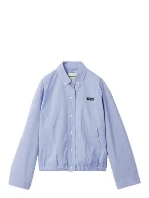 Miu Miu Gingham Check Blouson Jacket - White/light Blue