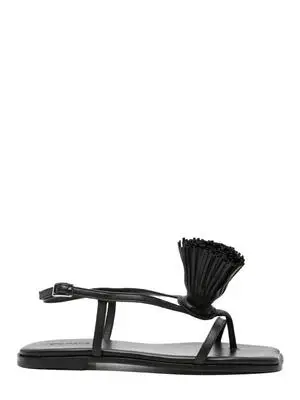 VIC MATIE Baron Leather Flat Sandals - Black