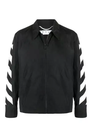 Off-White Diag-stripe Zipped Shirt Jacket - Black