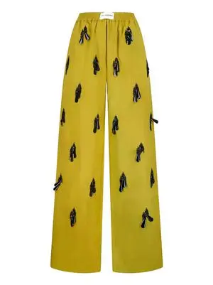 DES_PHEMMES Beaded Trousers - Yellow