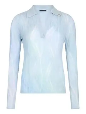 Liu Jo V-Neck Ribbed Top Blue