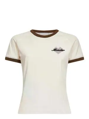 Moncler Ribbed Heart Print T-shirt - Neutrals