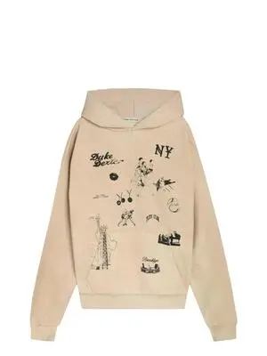 DUKE + DEXTER Graphic Print Hoodie - Neutrals