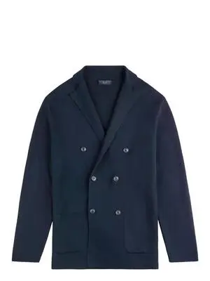 FAY Double-breasted Knit Cotton Cardigan - Blue