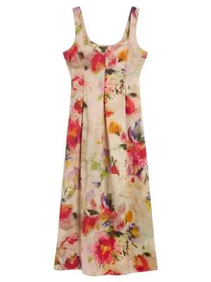 Momoni Shue Midi Printed Pleated Dress - Neutrals