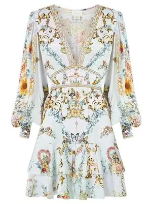 Camilla Long-sleeve Mini Dress - Blue