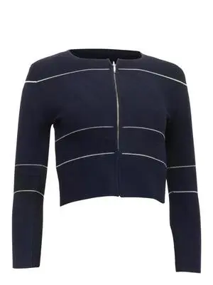 Carolina Herrera Striped Zip Cardigan - Blue