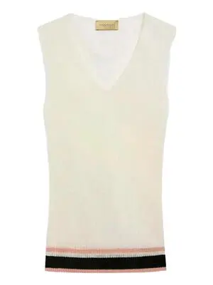 Momoni Ella Ribbed V-neck Top - Neutrals