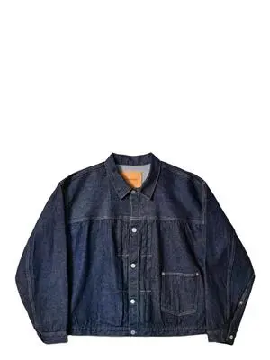 KAPTAIN SUNSHINE Denim Tracker 1p Buttoned Cotton Jacket - Blue