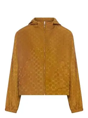 Gucci Gg-motif Hooded Jacket - Brown
