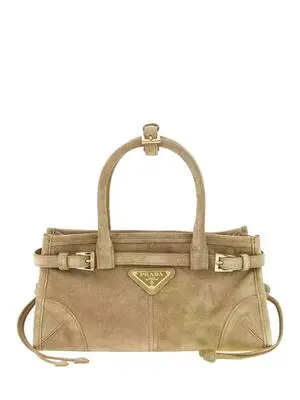 Prada Mini Suede Bonnie Tote Bag Neutrals
