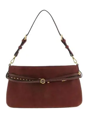 Pinko Medium Suede Shoulder Bag - Red