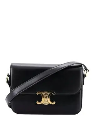 Celine Triomphe Smooth Calfskin Medium Shoulder Bag - Black