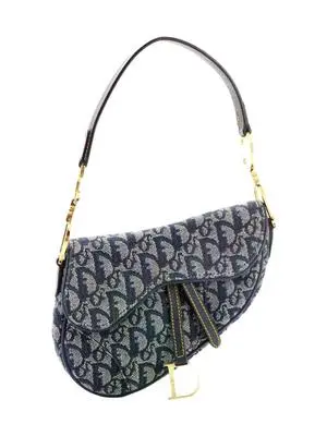 Dior Vintage Diorissimo Canvas Small Saddle Bag - Blue