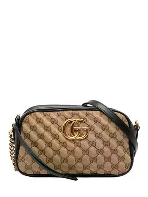 Gucci Small GG Marmont Matelassé Crossbody Bag Brown
