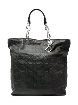 Dior 2008 Large Lambskin Cannage Lady Soft Shopping Tote Bag - Black