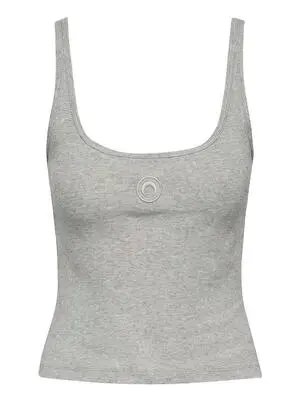 MARINE SERRE Moon Embroidered Cropped Tank Top - Grey