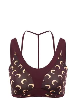 MARINE SERRE Athleisure Moon-printed Bra Top - Red