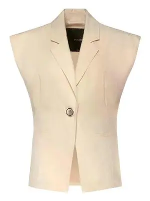 Pinko Sleeveless Single-breasted Panama Fabric Gilet - Neutrals