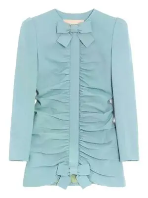 Valentino Garavani Bow-detail Ruched Jacket - Blue