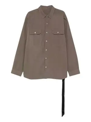 Rick Owens Flap-pocket Shirt With Ribbon Detail - Brown
