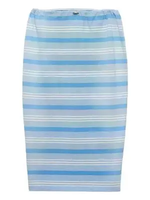 Prada Striped Piqué Midi-skirt - Blue