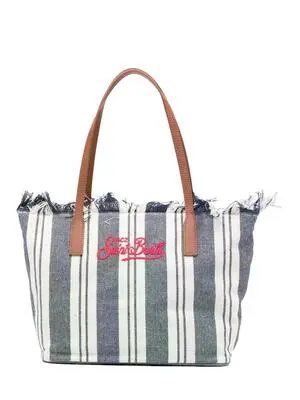 MC2 SAINT BARTH Striped Frayed Tote - Blue
