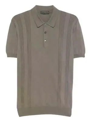 Corneliani Striped Knit Polo Shirt - Grey
