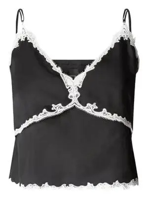 Pinko Lace-trimmed Tie-strap Camisole Blouse - Black