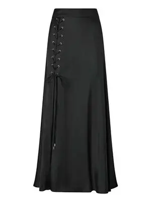 Pinko Flared Twill Maxi Skirt With Corsetry Details - Black