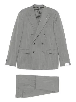 MANUEL RITZ Double-breasted Pinstriped Suit - Grey